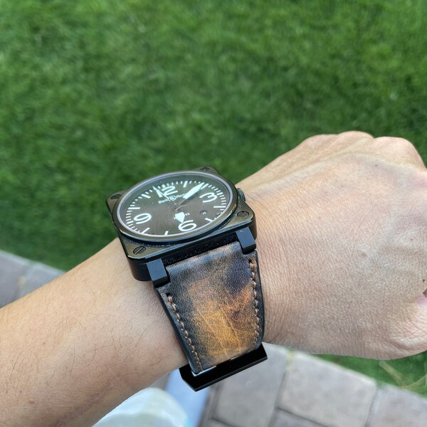 Bell and Ross Straps Handmade Leather Straps for BR 01 BR 03 Br 02 BR S ...