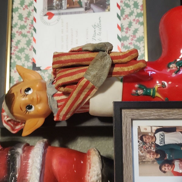 Vintage Anthropomorphic Pixie Bug Ornament Retro Flocked Beetle Boy ...