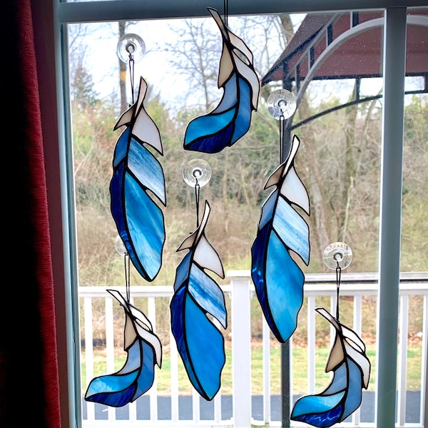 Feather Stained Glass Window Hangings House Warming Gifts New Home Bird ...