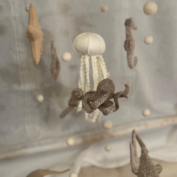 Neutral Ocean Baby Mobile, Sea Themed Nursery, Baby Mobile With ...