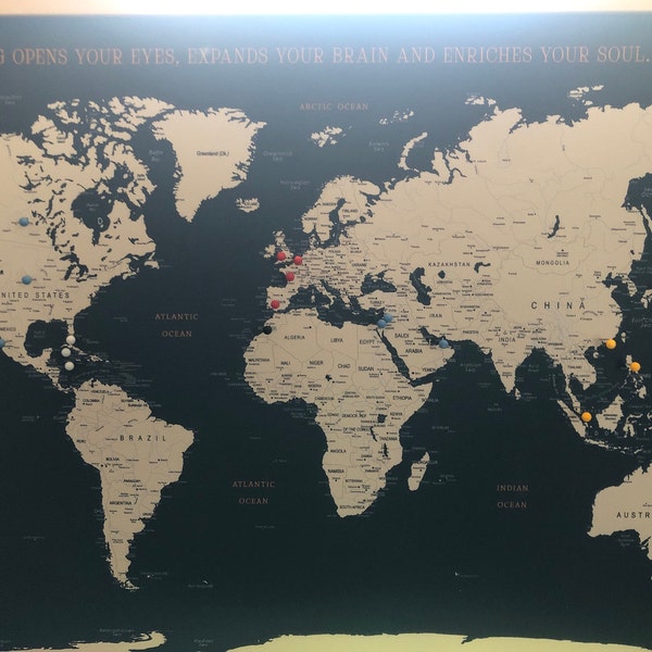 Push Pin World Map, Travel Framed Personalized Map - Etsy