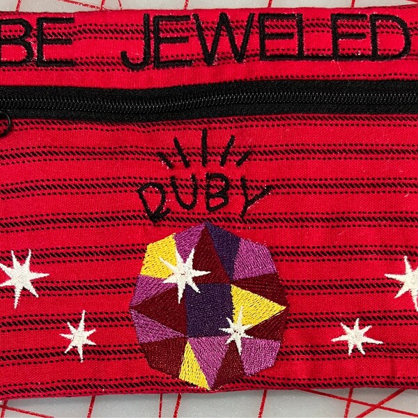 July Birthstone - Machine Embroidery Design, Red Ruby Crystals ...