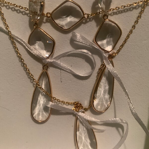 Open Back Dress Pendant, Long Body Chain Necklace With Crystal Drop ...