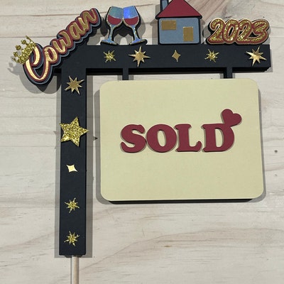 Sold Sign Cake Topper, Housewarming Party Decorations, Realtor Party ...