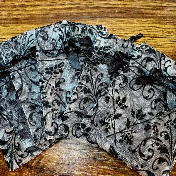 10pcs White Organza Pouch Drawstring Bag With Lace Skirt White Ribbon ...