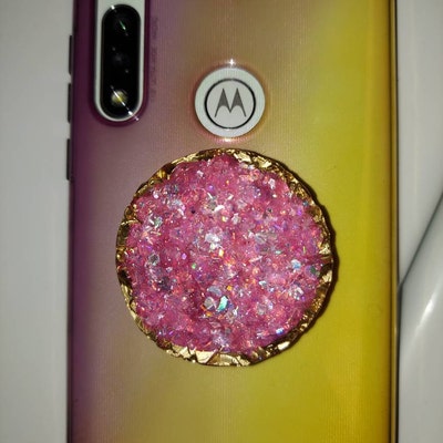 Dusty Peachy Gemstone Druzzy Holographic Agate Geode Inspired Popsocket ...