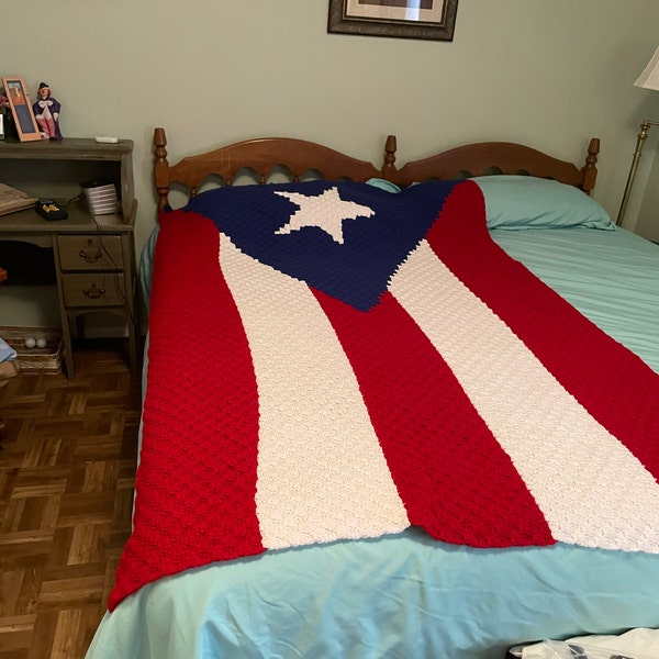 Puerto Rico Flag Crochet Blanket Pattern, Row by Row, Single Crochet ...