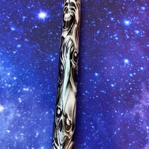 Purple Blue Floral Skull Pen / Skull Pen / Goth Pen / Skull and Flowers ...