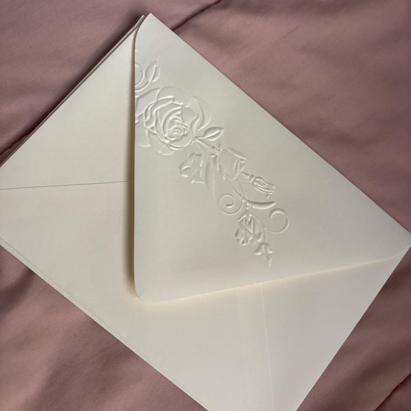 Embossed Event Invitation Envelopes, Wedding Envelopes, Floral Designs ...