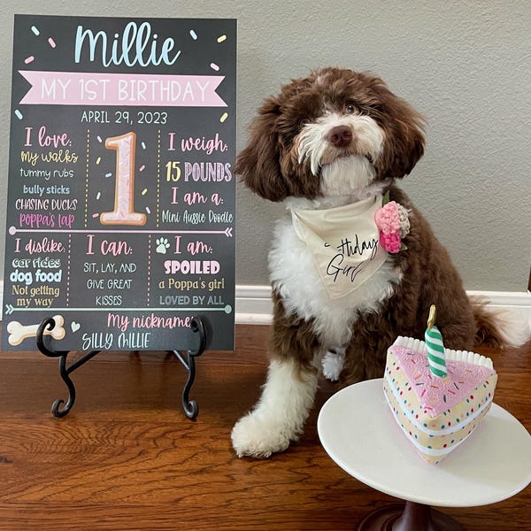 Dog First Birthday Sign, Puppy 1st Birthday Poster, Puppy First ...