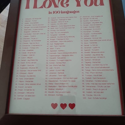 I Love You Print, I Love You in 100 Languages, Language, Love Print ...