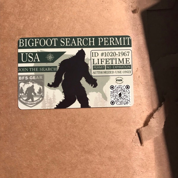 Bigfoot Search Permit 2x3.5 Wallet-sized Metal Card - Etsy
