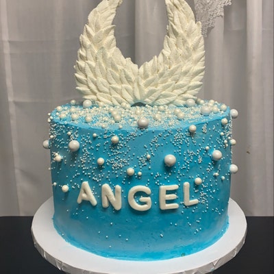 Baby on Wings Little Angel Cake Topper Baby Shower Baptism Girl Topper ...