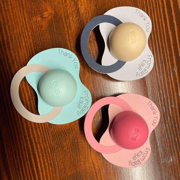 Pacifier Baby Shower Favor / EOS Round Lip Balm Holder / Pink ...