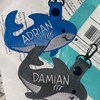 Shark Personalized Name Tag, School Backpack Tag, Blue Shark Snap Tab ...