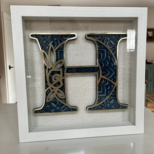 3D Layered Floral Alphabet SVG Letter H DXF for Plasma Cricut Glowforge ...