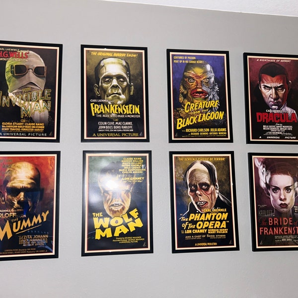 Universal Monsters Poster Set – Classic Horror Movie Icons Art Prints ...