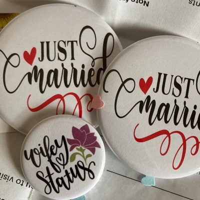 Just Married Newlywed Pins for Honeymoon Buttons Set of TWO - Etsy