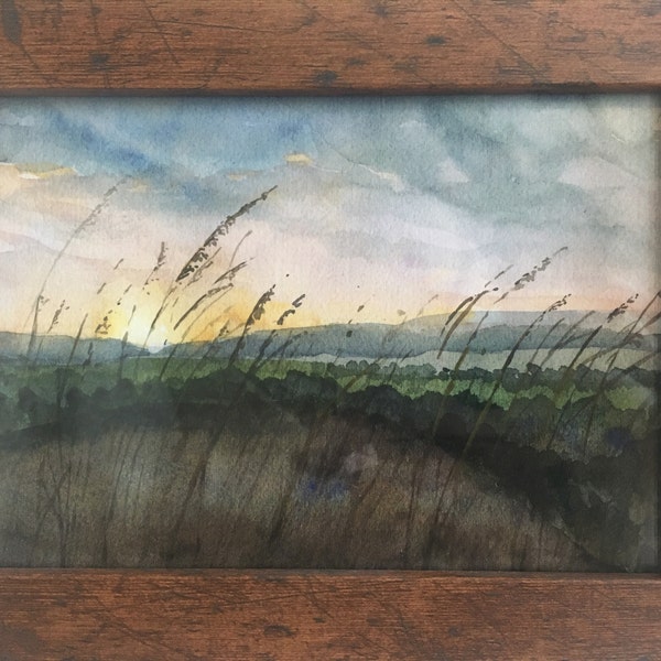 Watercolor Landscape- Prairie Sunset- Art Print - Etsy