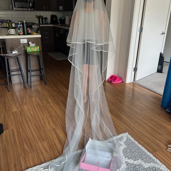 2 Tier Plain Veil, Pearl Cape, Pearl Wedding Veil, Two Tier Veil, Two ...