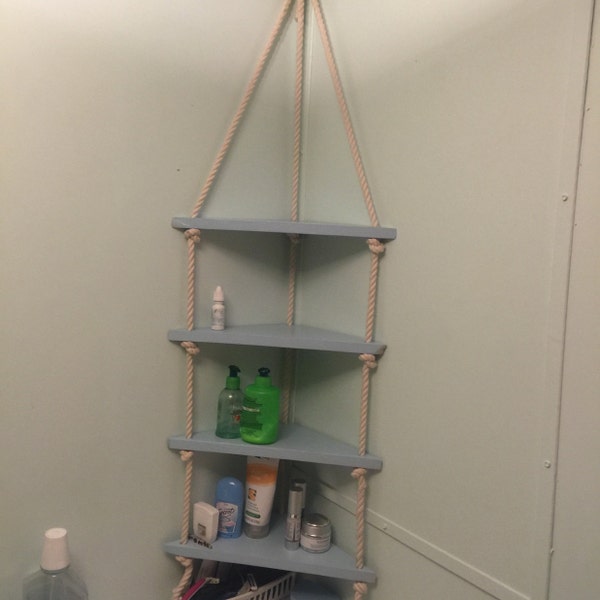 Corner Nautical Rope Swing Shelf, 4 Tier Shelf, Nautical Decor ...