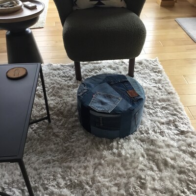 Floor Seating, Denim Pouf, Denim Floor Pouf, Pouf Ottoman, Denim ...