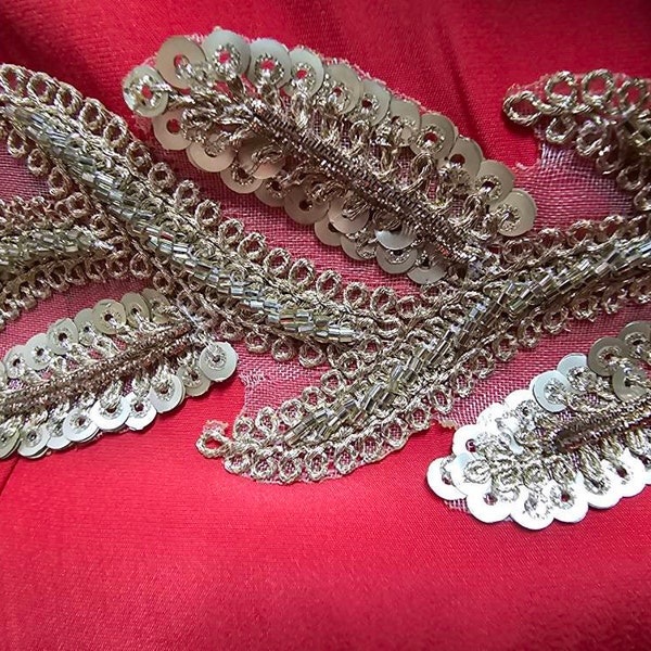 Navy Blue Trim, Gold Embroidered Trim, Navy Blue N Gold Trim, Scalloped ...