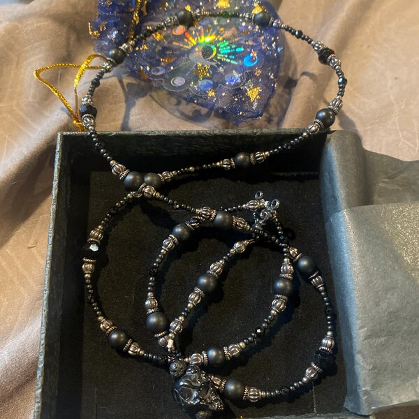 Hekate Prayer Beads With Hekate's Wheel, Snake and Skeleton Key, Rosary ...