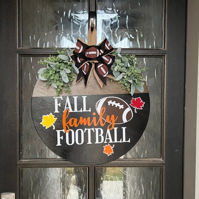 Fall Front Door Decor Fall Door Hanger Fall Family Football Fall Door ...