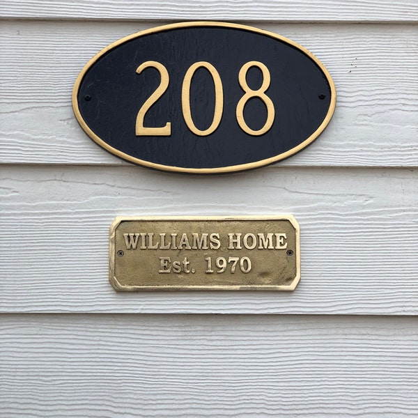 Custom Brass Address Sign: Personalized Door Plaque, Gold Finish - Etsy