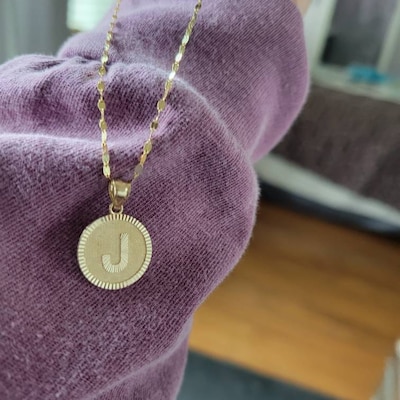 10k Real Solid Gold Initial Necklace, With 10k 1.3mm Solid Gold Cable ...