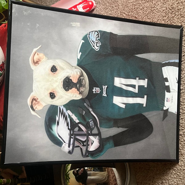 American Football Pet Portrait, NFL Dog Portrait, Poster, Custom Dog ...