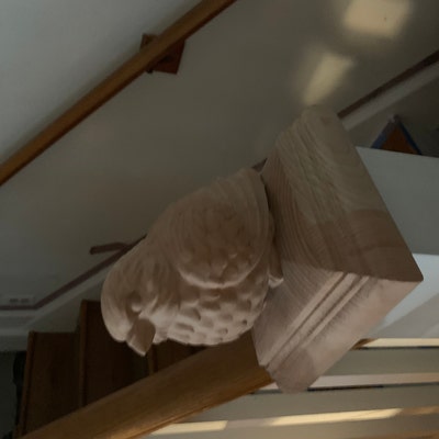 Owl Wood Carving Newel Post Cap With the Owl Statue Interior Wooden ...