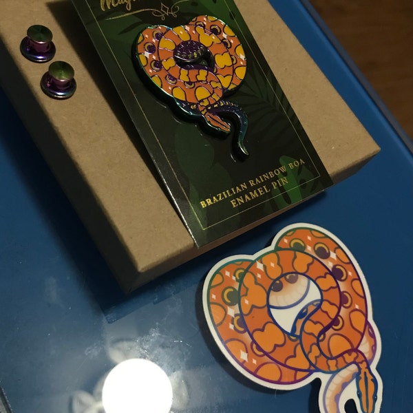 Snake Enamel Pin - Brazilian Rainbow Boa Pin, Rainbow Metal Pin ...