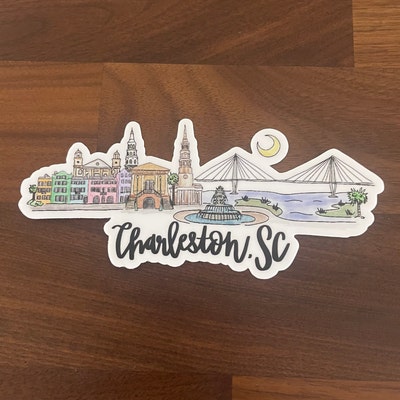 Charleston South Carolina Skyline Sticker - Etsy