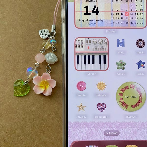 Tropical 2000s Summer Hibiscus Phone Charms, Cute Beach Themed Unique ...