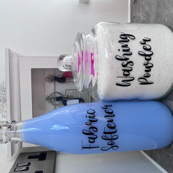 Laundry Room Labels - Utility Decals - Washing Powder, Fabric Softener ...