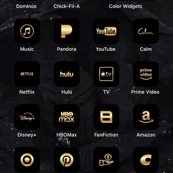 5000+ Gold iPhone Ios 18 App Icons Pack | Gold Icon Aesthetic Black ...