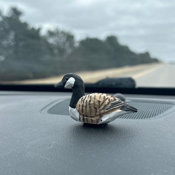 Hand-carved Wooden Canada Goose Figurine | Miniature Wildlife Art ...