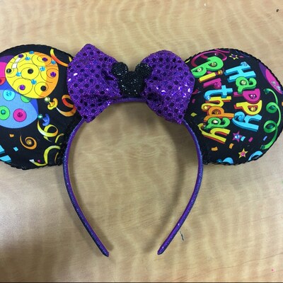 Happy Birthday Mouse Ears the Original Hand Embelished With Rhinestones ...