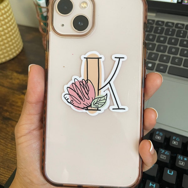 Sketch Lettered K Vinyl Sticker, Monogram, Best Friend Gift, Laptop ...