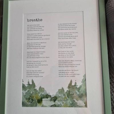 Breathe Original Poetry Print A4 digital Download - Etsy
