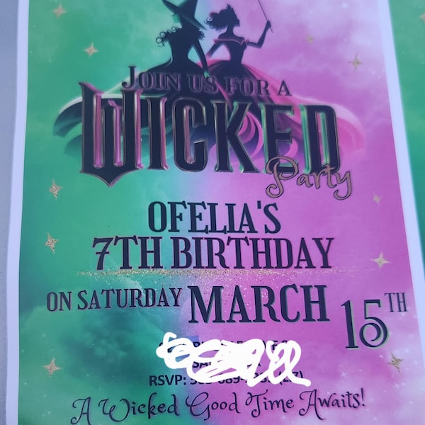 Wicked Birthday Party Invitation, Elphaba & Glinda Theme (canva ...