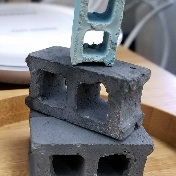 Miniature Charcoal Colored Concrete Block Set of Three - Etsy