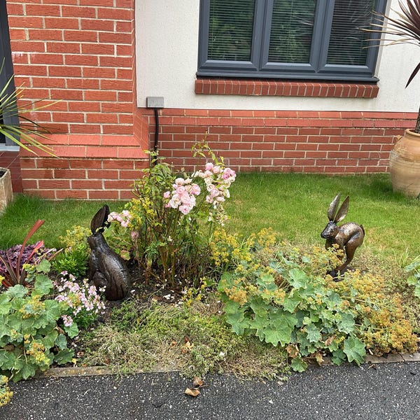 Metal Running Hare Garden Ornament Sculpture Art Handmade Recycled ...