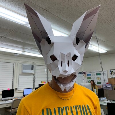 Make Bat Face Mask,polygon Mask,pdf,diy Paper,bat Mask,papercraft ...