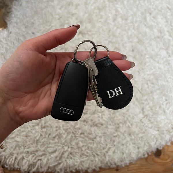 Personalised Leather Keyring Key Fob With Initials. Monogram Gift for ...
