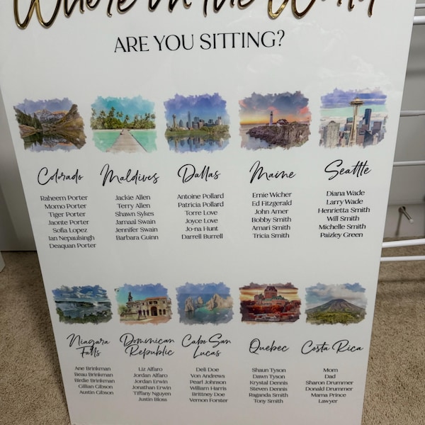 Destination 'themed' Wedding Seating Chart: Acrylic 'destination' Table ...