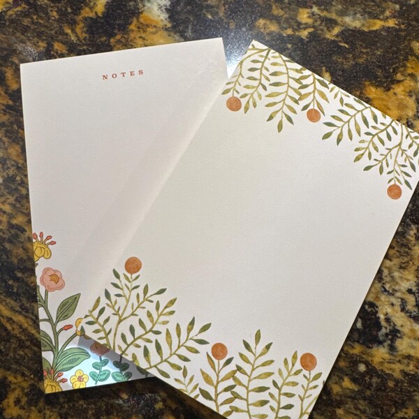 Notepad, Tear off Notepad, Floral Notepad, Small Notepad, Illustrated ...