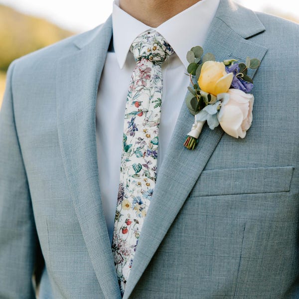 Liberty Necktie in White Wildflowers - Handmade Liberty Tana Lawn ...